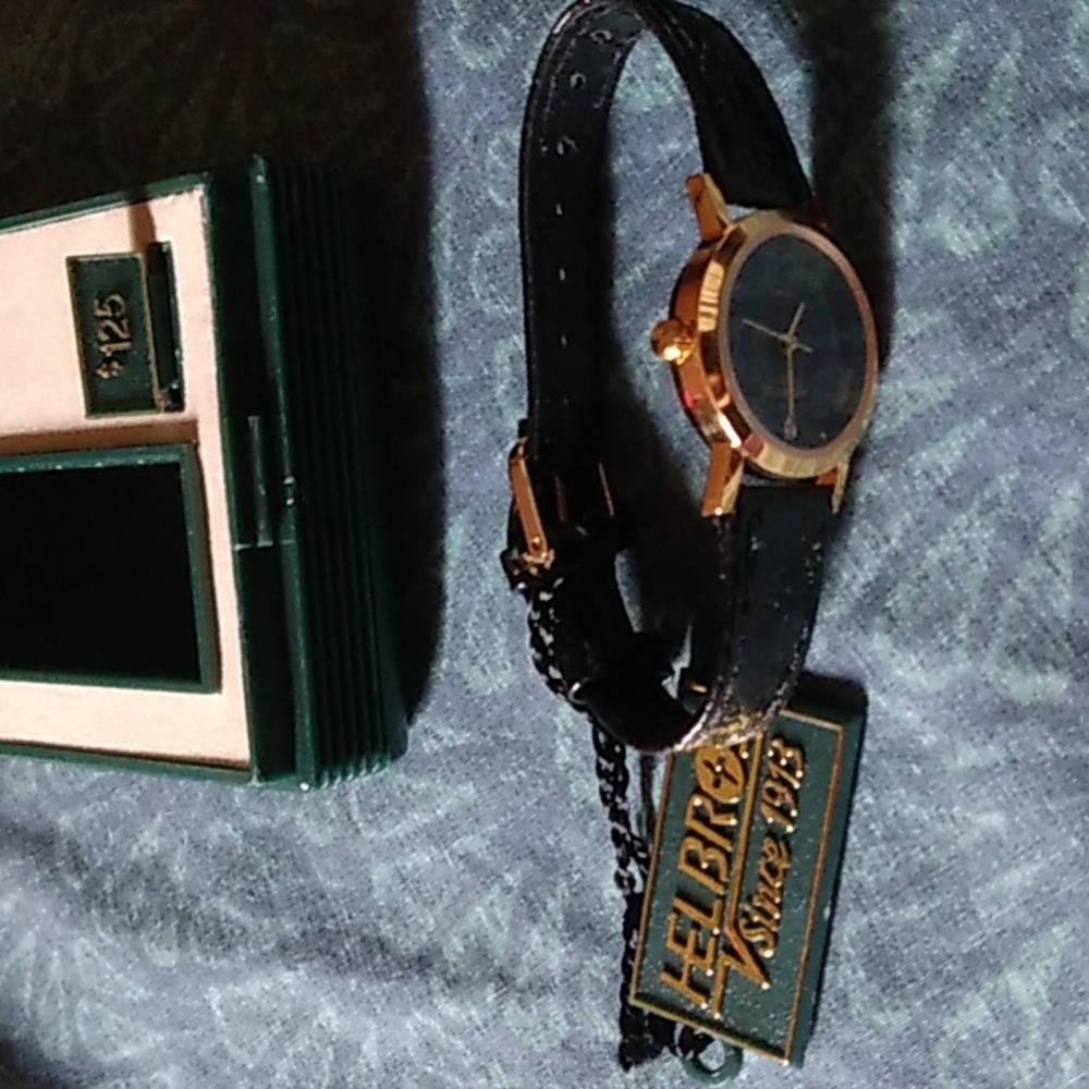Helbros Vintage Leather/Gold Watch In Box - Gem